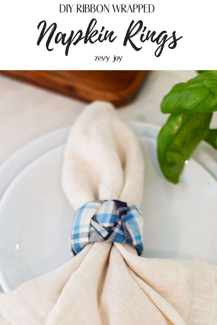 DIY Ribbon Wrapped Napkin Ring - zevy joy